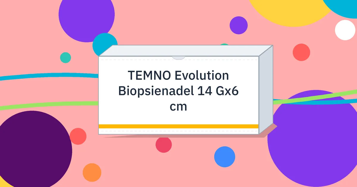Symbolbild: Packung mit der Aufschrift TEMNO Evolution Biopsienadel 14 Gx6 cm (PZN 18765795) – Verfügbarkeit und Bezug in Apotheken in Frankfurt am Main