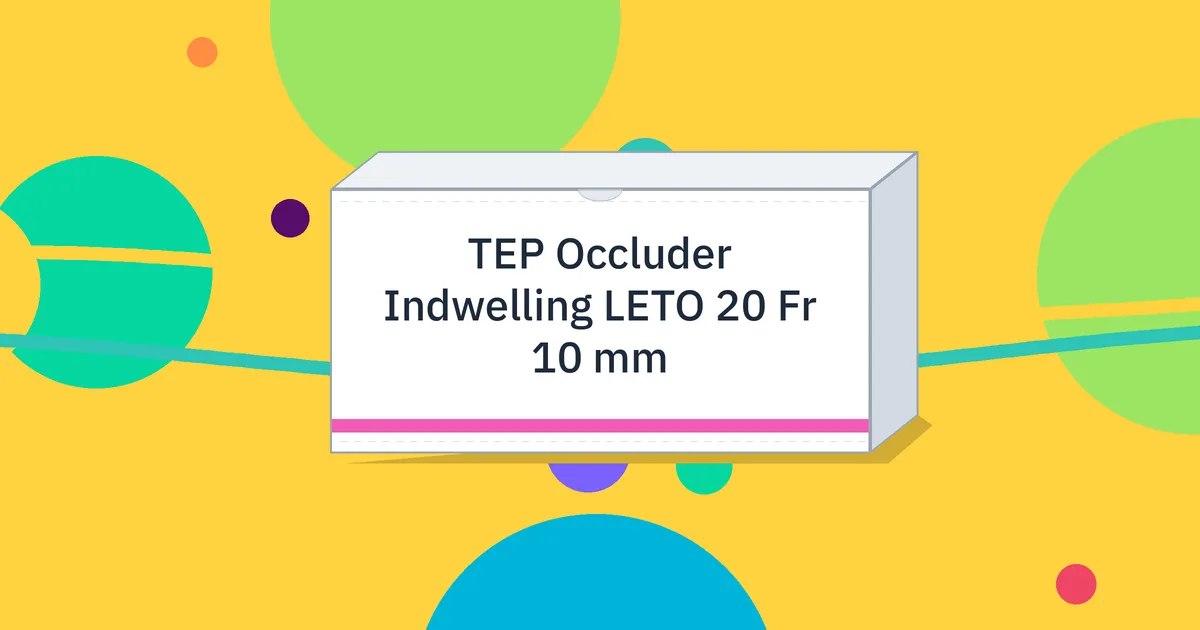 Symbolbild: Packung mit der Aufschrift TEP Occluder Indwelling LETO 20 Fr 10 mm (PZN 20087256) – Verfügbarkeit und Bezug in Apotheken in Frankfurt am Main
