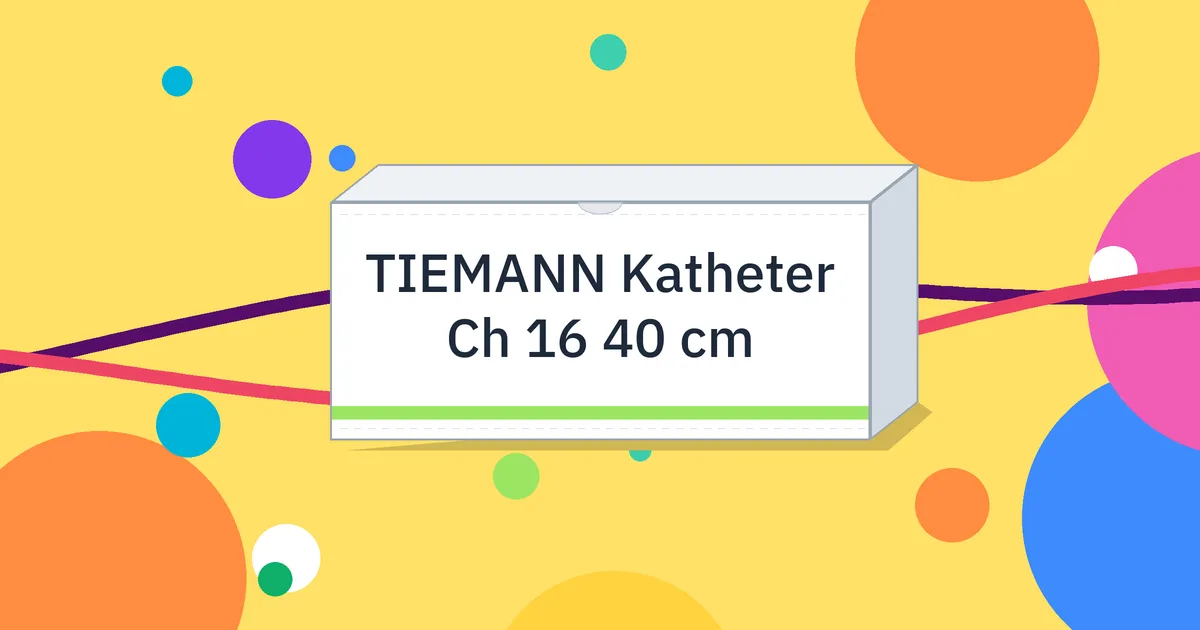 Symbolbild: Packung mit der Aufschrift TIEMANN Katheter Ch 16 40 cm (PZN 07489889) – Verfügbarkeit und Bezug in Apotheken in Frankfurt am Main