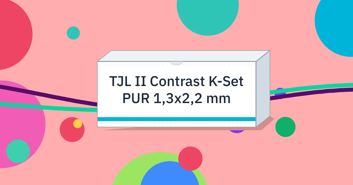 Symbolbild: Packung mit der Aufschrift TJL II Contrast K-Set PUR 1,3x2,2 mm (PZN 17588687) – Verfügbarkeit und Bezug in Apotheken in Frankfurt am Main