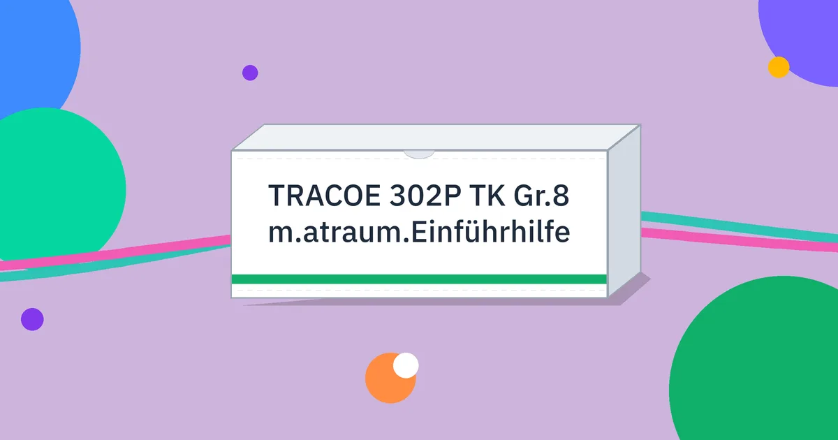 Symbolbild: Packung mit der Aufschrift TRACOE 302P TK Gr.8 m.atraum.Einführhilfe (PZN 04924451) – Verfügbarkeit und Bezug in Apotheken in Frankfurt am Main