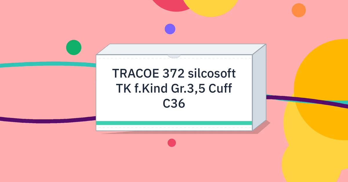 Symbolbild: Packung mit der Aufschrift TRACOE 372 silcosoft TK f.Kind Gr.3,5 Cuff C36 (PZN 14316149) – Verfügbarkeit und Bezug in Apotheken in Frankfurt am Main