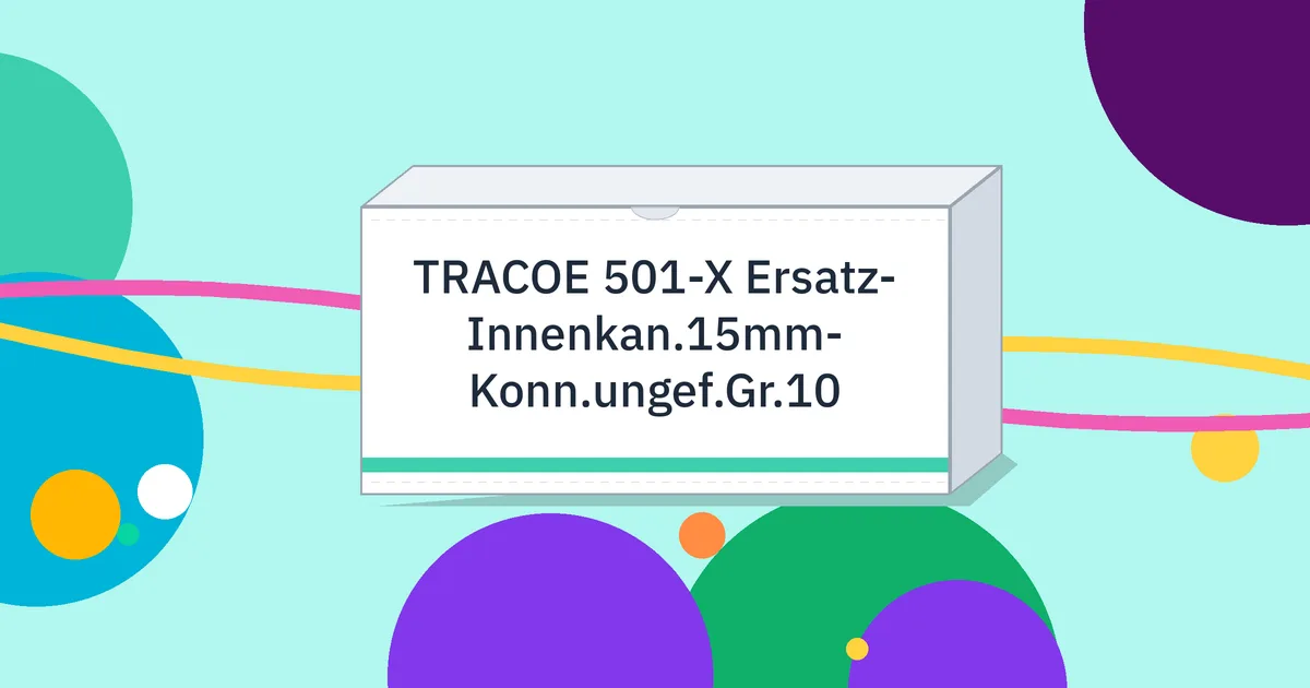 Symbolbild: Packung mit der Aufschrift TRACOE 501-X Ersatz-Innenkan.15mm-Konn.ungef.Gr.10 (PZN 05881028) – Verfügbarkeit und Bezug in Apotheken in Frankfurt am Main