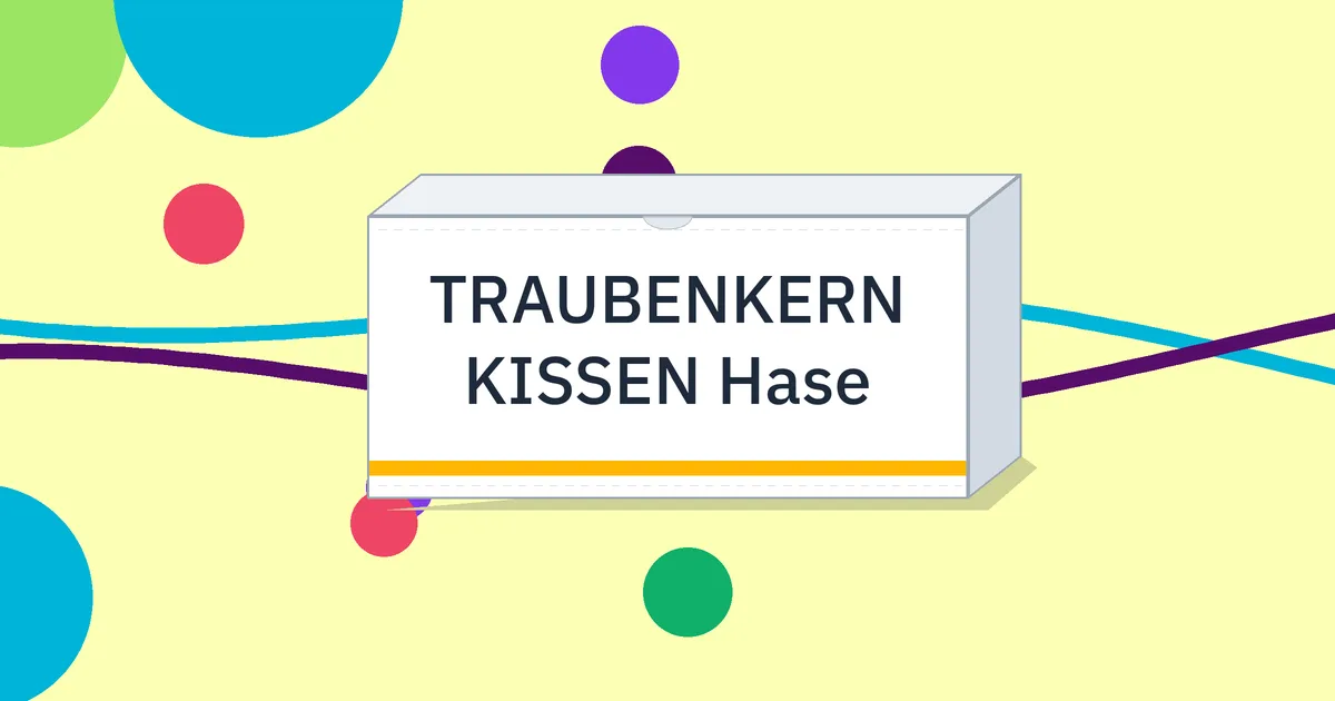 Symbolbild: Packung mit der Aufschrift TRAUBENKERN KISSEN Hase (PZN 16511599) – Verfügbarkeit und Bezug in Apotheken in Frankfurt am Main