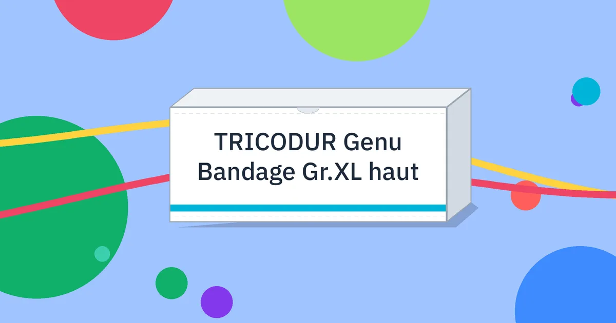 Symbolbild: Packung mit der Aufschrift TRICODUR Genu Bandage Gr.XL haut (PZN 03094160) – Verfügbarkeit und Bezug in Apotheken in Frankfurt am Main
