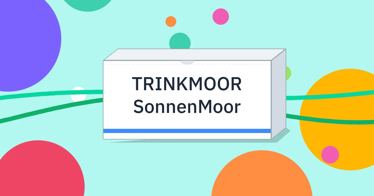 Symbolbild: Packung mit der Aufschrift TRINKMOOR SonnenMoor (PZN 07111085) – Verfügbarkeit und Bezug in Apotheken in Frankfurt am Main