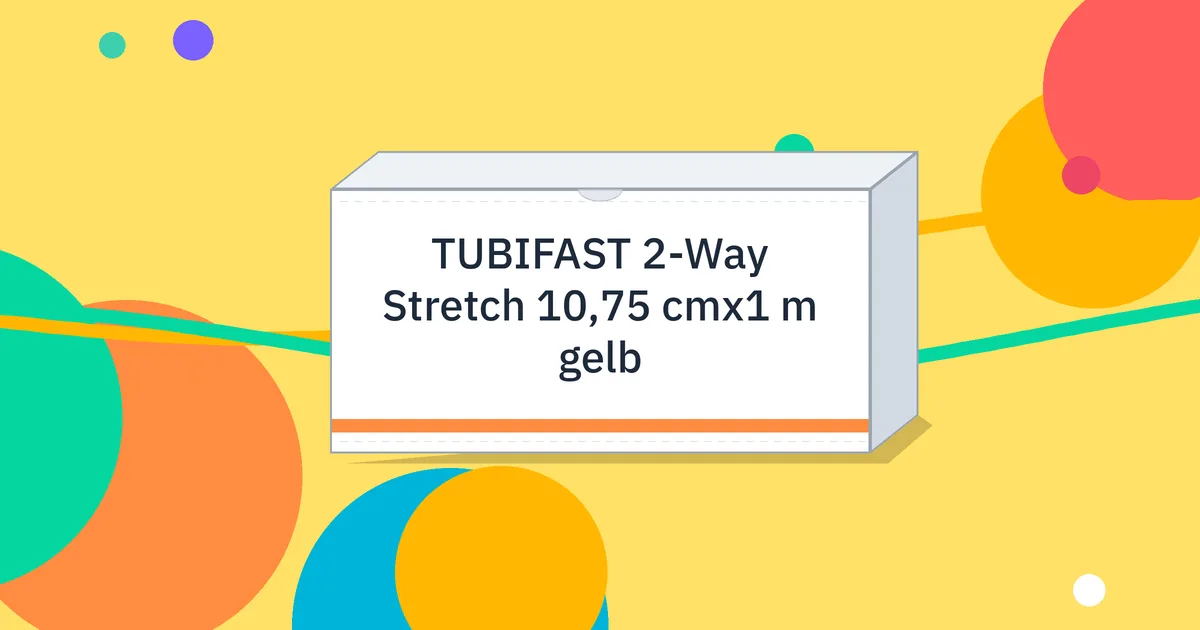 Symbolbild: Packung mit der Aufschrift TUBIFAST 2-Way Stretch 10,75 cmx1 m gelb (PZN 10809837) – Verfügbarkeit und Bezug in Apotheken in Frankfurt am Main