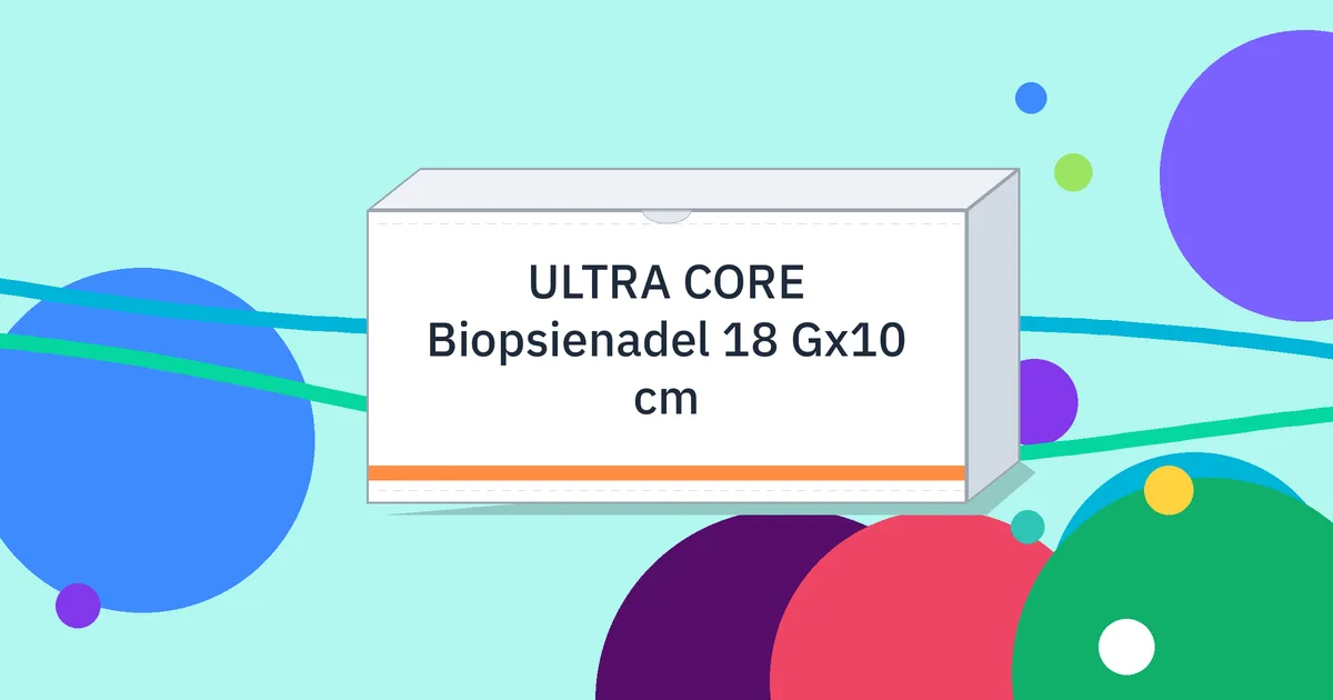 Symbolbild: Packung mit der Aufschrift ULTRA CORE Biopsienadel 18 Gx10 cm (PZN 06767955) – Verfügbarkeit und Bezug in Apotheken in Frankfurt am Main
