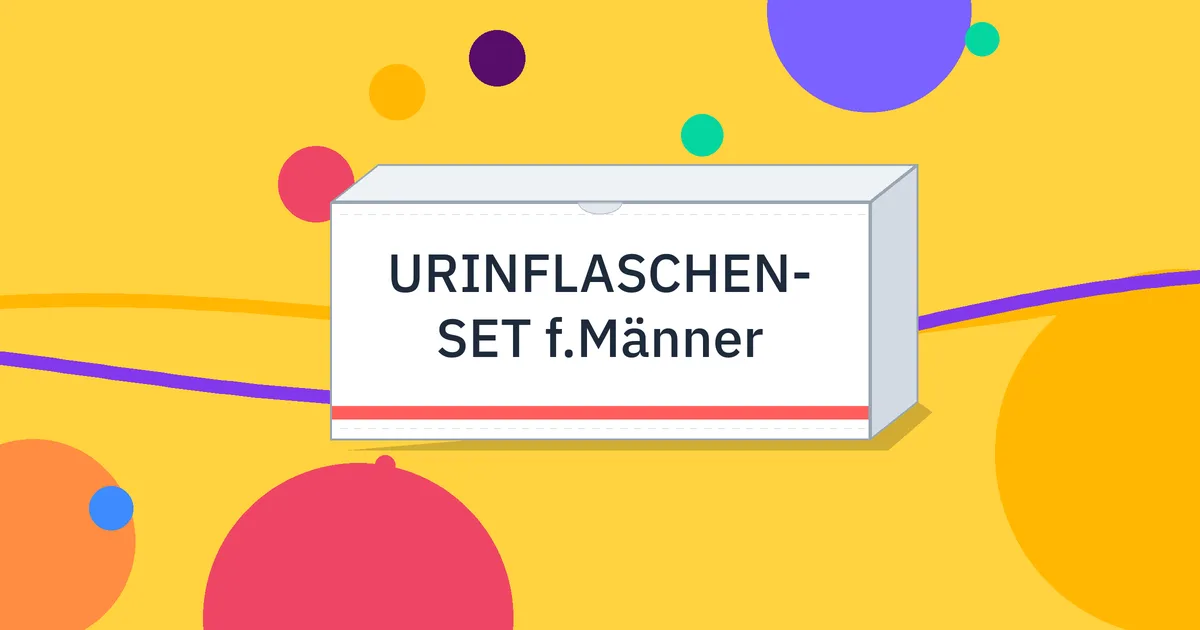 Symbolbild: Packung mit der Aufschrift URINFLASCHEN-SET f.Männer (PZN 08528261) – Verfügbarkeit und Bezug in Apotheken in Frankfurt am Main