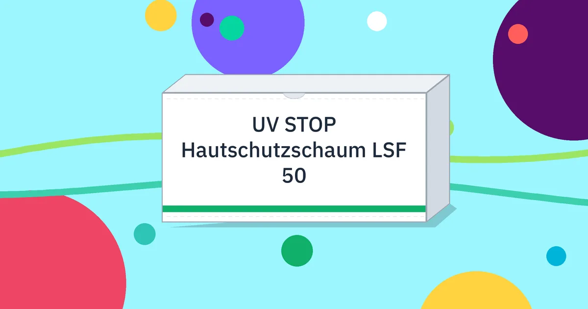 Symbolbild: Packung mit der Aufschrift UV STOP Hautschutzschaum LSF 50 (PZN 18874627) – Verfügbarkeit und Bezug in Apotheken in Frankfurt am Main