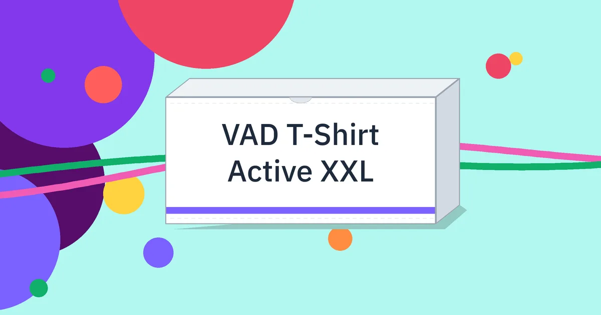 Symbolbild: Packung mit der Aufschrift VAD T-Shirt Active XXL (PZN 18500335) – Verfügbarkeit und Bezug in Apotheken in Frankfurt am Main