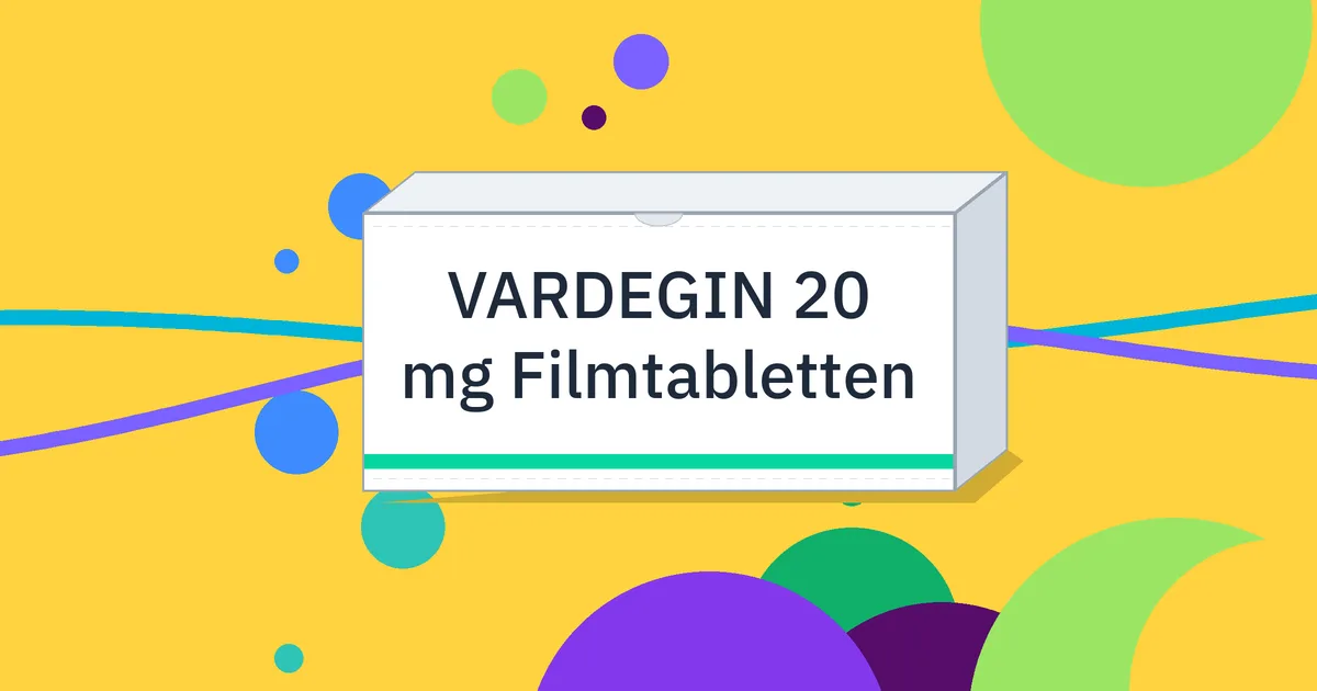 Symbolbild: Packung mit der Aufschrift VARDEGIN 20 mg Filmtabletten (PZN 14360707) – Verfügbarkeit und Bezug in Apotheken in Frankfurt am Main