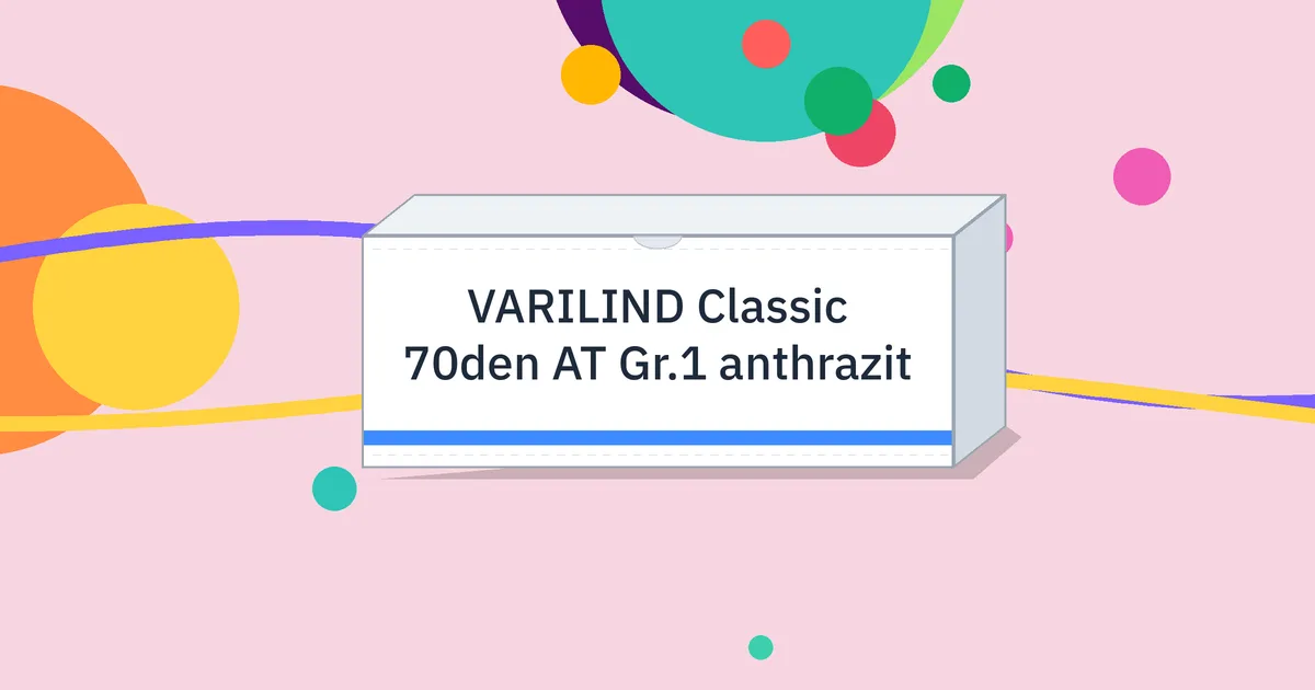 Symbolbild: Packung mit der Aufschrift VARILIND Classic 70den AT Gr.1 anthrazit (PZN 09521858) – Verfügbarkeit und Bezug in Apotheken in Frankfurt am Main