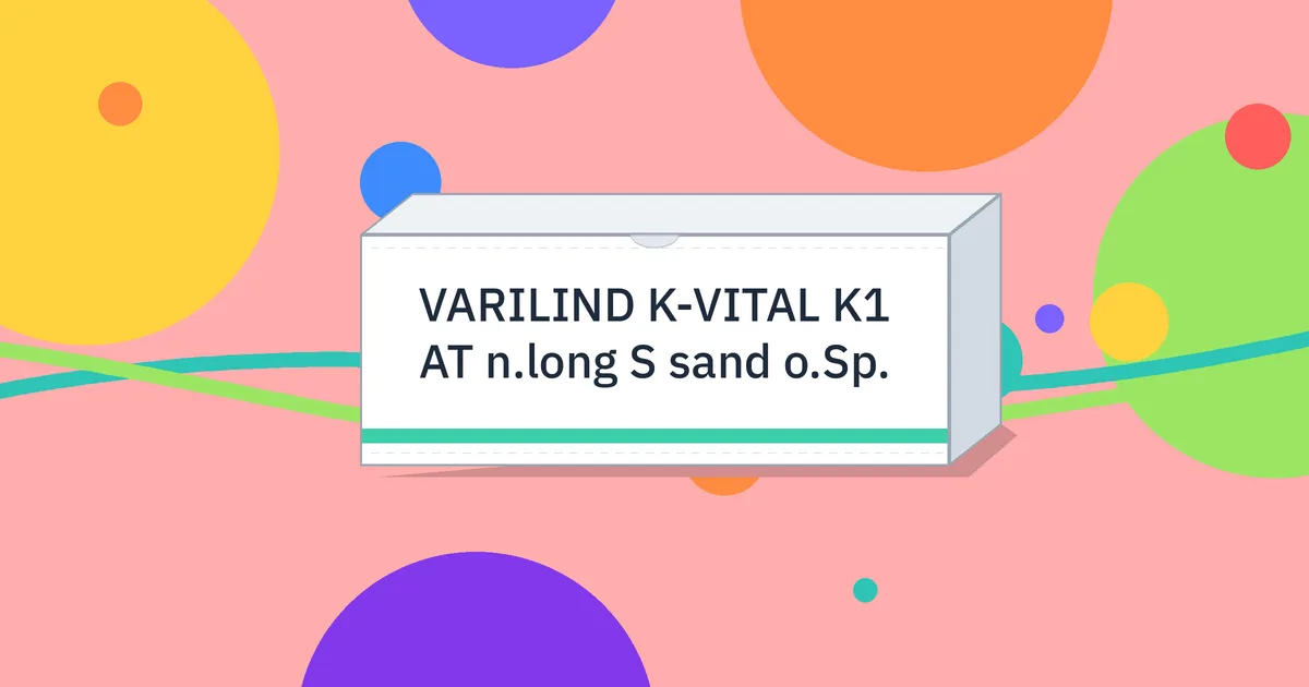 Symbolbild: Packung mit der Aufschrift VARILIND K-VITAL K1 AT n.long S sand o.Sp. (PZN 20559873) – Verfügbarkeit und Bezug in Apotheken in Frankfurt am Main