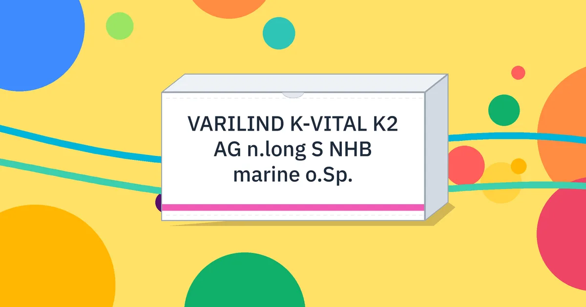 Symbolbild: Packung mit der Aufschrift VARILIND K-VITAL K2 AG n.long S NHB marine o.Sp. (PZN 20564851) – Verfügbarkeit und Bezug in Apotheken in Frankfurt am Main