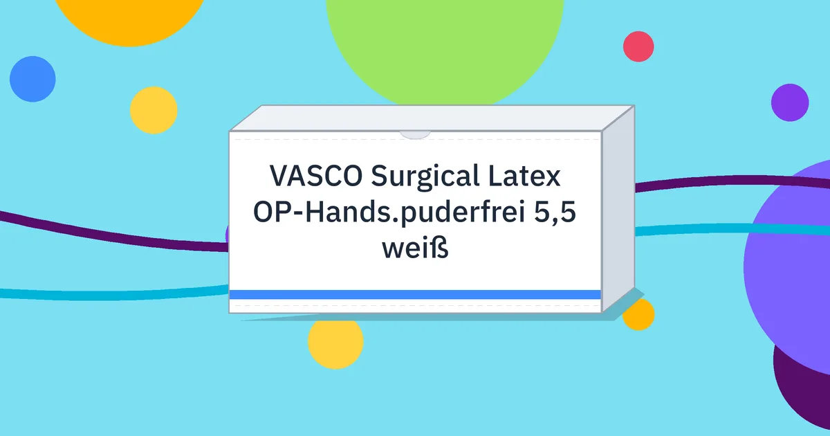 Symbolbild: Packung mit der Aufschrift VASCO Surgical Latex OP-Hands.puderfrei 5,5 weiß (PZN 19708919) – Verfügbarkeit und Bezug in Apotheken in Frankfurt am Main