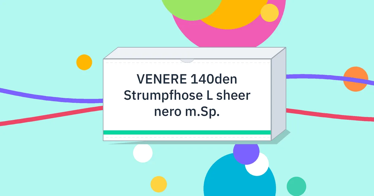 Symbolbild: Packung mit der Aufschrift VENERE 140den Strumpfhose L sheer nero m.Sp. (PZN 16171436) – Verfügbarkeit und Bezug in Apotheken in Frankfurt am Main