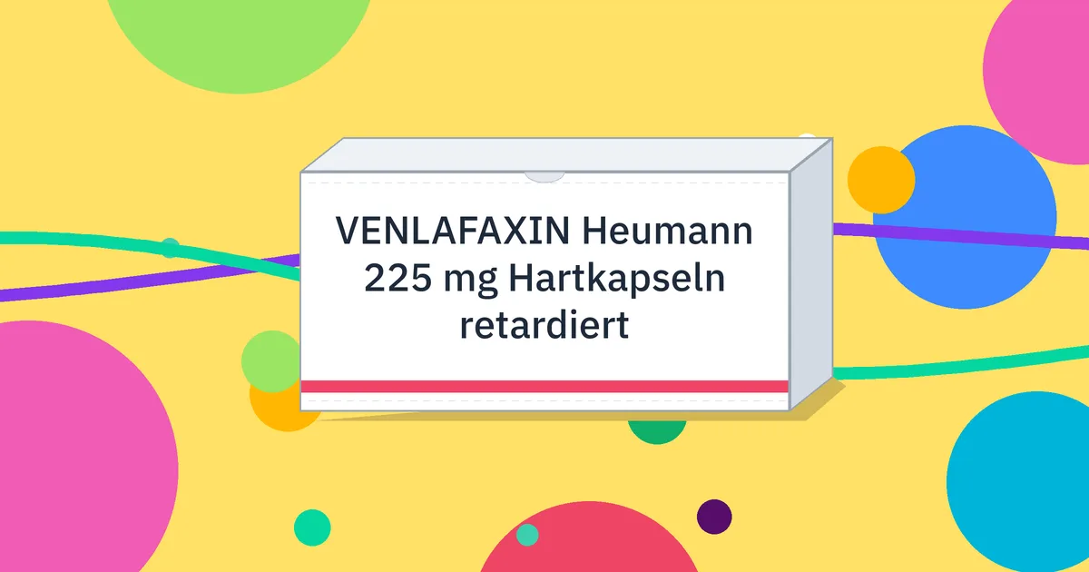 Symbolbild: Packung mit der Aufschrift VENLAFAXIN Heumann 225 mg Hartkapseln retardiert (PZN 11538760) – Verfügbarkeit und Bezug in Apotheken in Frankfurt am Main