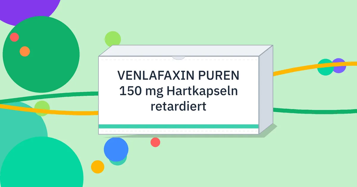 Symbolbild: Packung mit der Aufschrift VENLAFAXIN PUREN 150 mg Hartkapseln retardiert (PZN 11358762) – Verfügbarkeit und Bezug in Apotheken in Frankfurt am Main