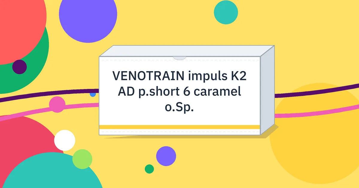 Symbolbild: Packung mit der Aufschrift VENOTRAIN impuls K2 AD p.short 6 caramel o.Sp. (PZN 08426135) – Verfügbarkeit und Bezug in Apotheken in Frankfurt am Main