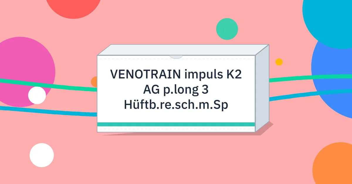 Symbolbild: Packung mit der Aufschrift VENOTRAIN impuls K2 AG p.long 3 Hüftb.re.sch.m.Sp (PZN 10293150) – Verfügbarkeit und Bezug in Apotheken in Frankfurt am Main