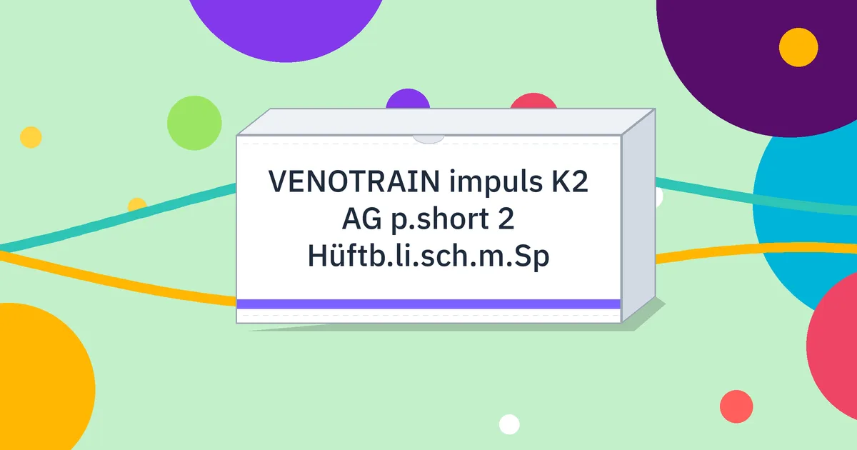 Symbolbild: Packung mit der Aufschrift VENOTRAIN impuls K2 AG p.short 2 Hüftb.li.sch.m.Sp (PZN 10294818) – Verfügbarkeit und Bezug in Apotheken in Frankfurt am Main