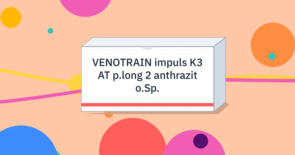 Symbolbild: Packung mit der Aufschrift VENOTRAIN impuls K3 AT p.long 2 anthrazit o.Sp. (PZN 19386640) – Verfügbarkeit und Bezug in Apotheken in Frankfurt am Main