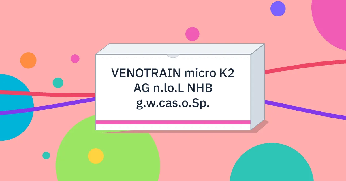 Symbolbild: Packung mit der Aufschrift VENOTRAIN micro K2 AG n.lo.L NHB g.w.cas.o.Sp. (PZN 20761801) – Verfügbarkeit und Bezug in Apotheken in Frankfurt am Main