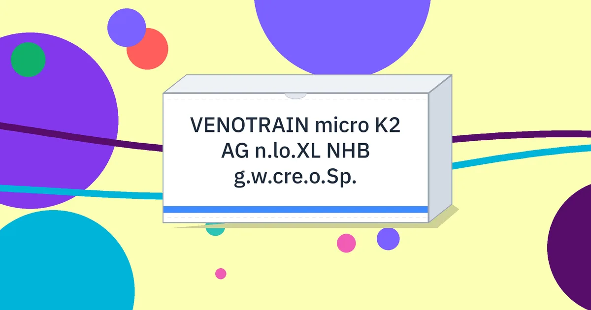 Symbolbild: Packung mit der Aufschrift VENOTRAIN micro K2 AG n.lo.XL NHB g.w.cre.o.Sp. (PZN 09023296) – Verfügbarkeit und Bezug in Apotheken in Frankfurt am Main