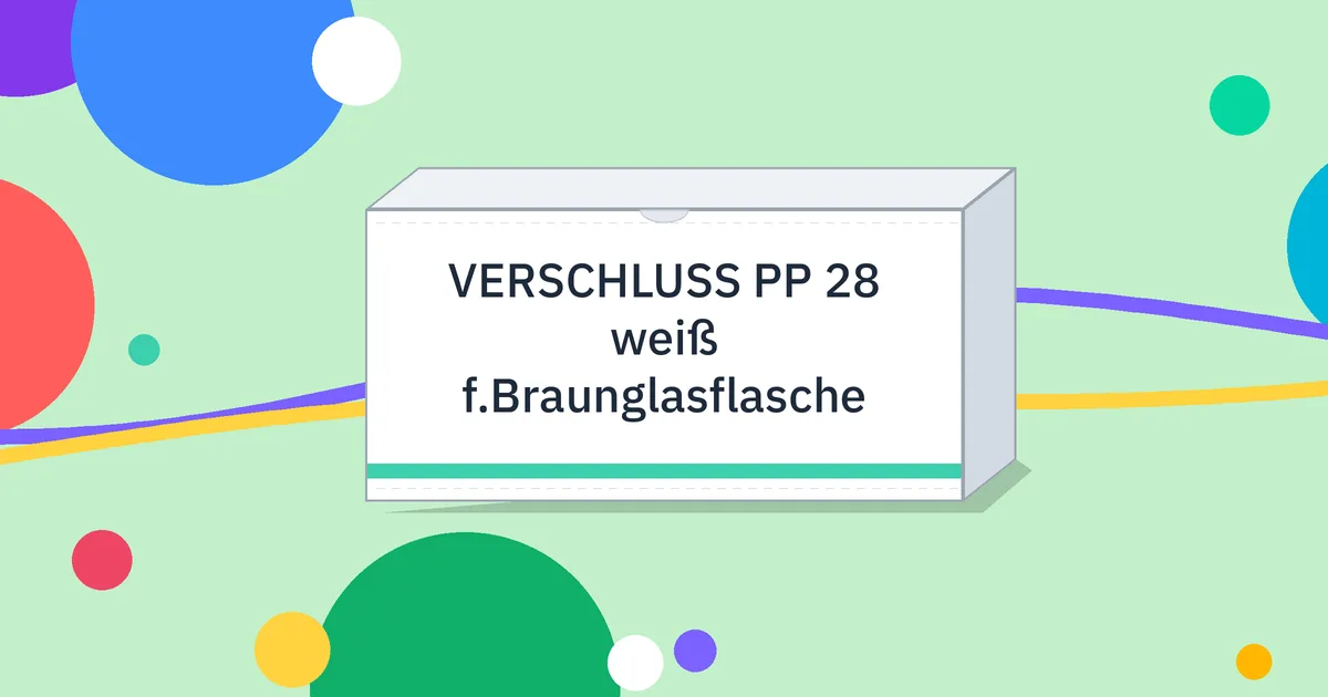 Symbolbild: Packung mit der Aufschrift VERSCHLUSS PP 28 weiß f.Braunglasflasche (PZN 18030674) – Verfügbarkeit und Bezug in Apotheken in Frankfurt am Main