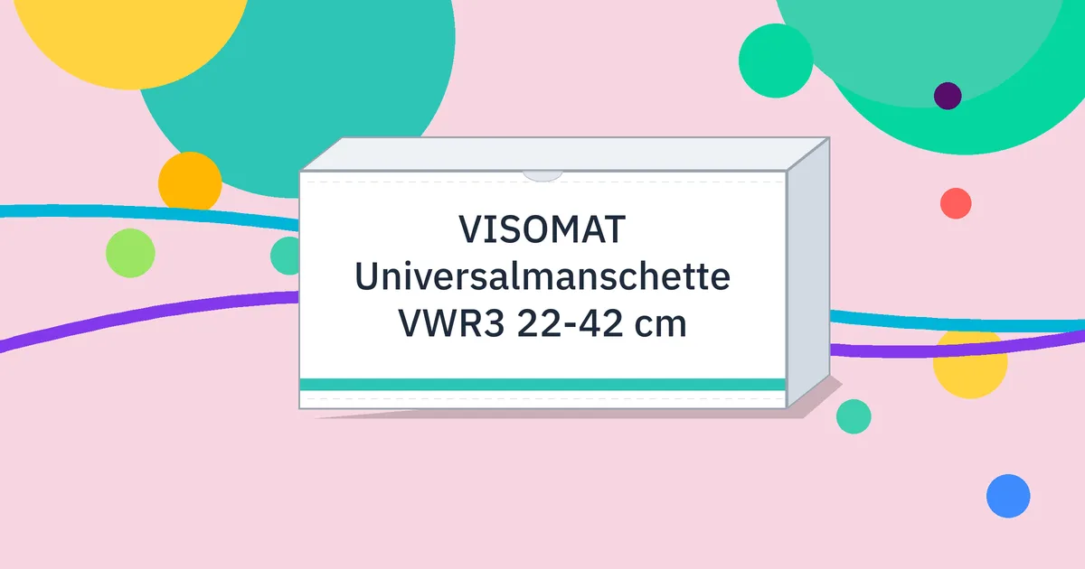 Symbolbild: Packung mit der Aufschrift VISOMAT Universalmanschette VWR3 22-42 cm (PZN 19925427) – Verfügbarkeit und Bezug in Apotheken in Frankfurt am Main