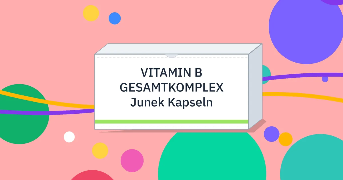 Symbolbild: Packung mit der Aufschrift VITAMIN B GESAMTKOMPLEX Junek Kapseln (PZN 10051553) – Verfügbarkeit und Bezug in Apotheken in Frankfurt am Main
