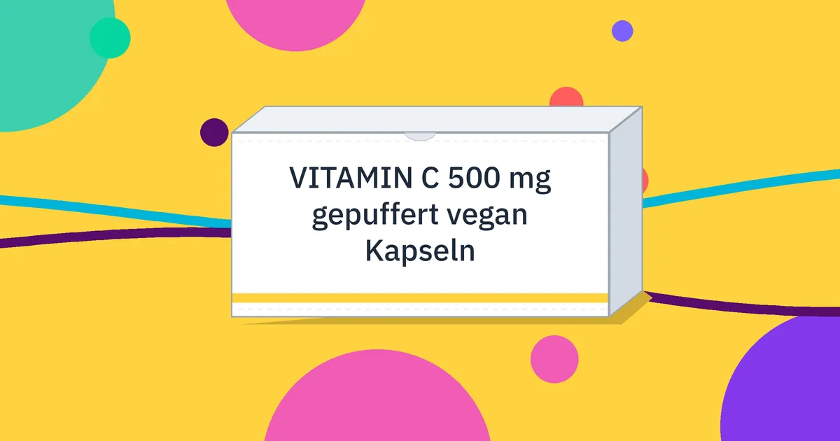 Symbolbild: Packung mit der Aufschrift VITAMIN C 500 mg gepuffert vegan Kapseln (PZN 16842907) – Verfügbarkeit und Bezug in Apotheken in Frankfurt am Main