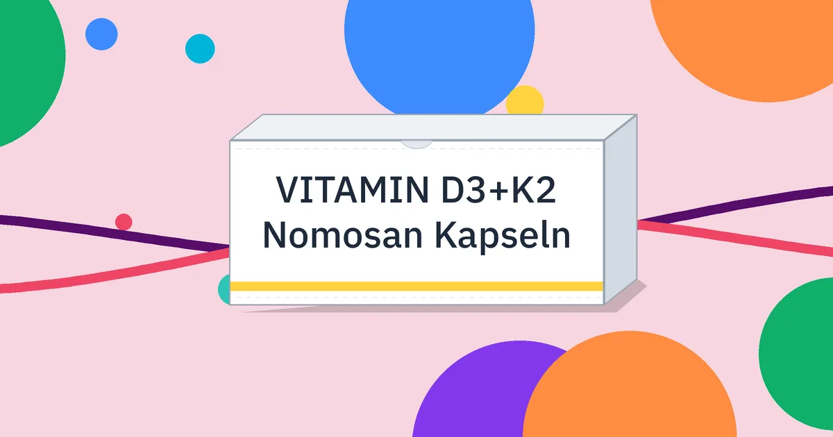 Symbolbild: Packung mit der Aufschrift VITAMIN D3+K2 Nomosan Kapseln (PZN 16604740) – Verfügbarkeit und Bezug in Apotheken in Frankfurt am Main