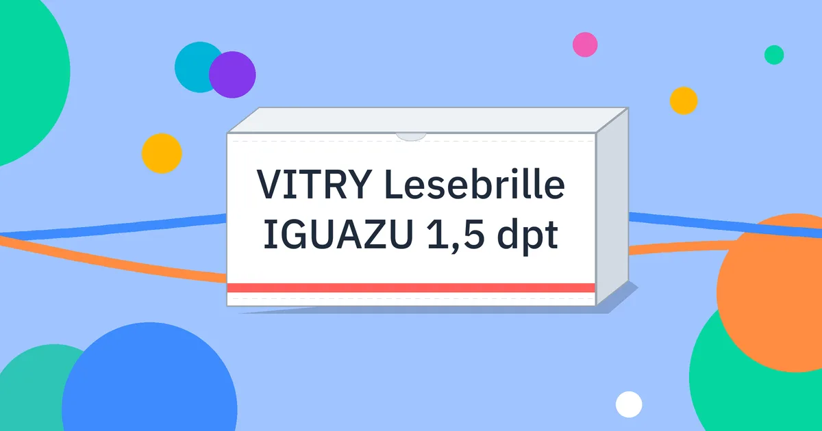 Symbolbild: Packung mit der Aufschrift VITRY Lesebrille IGUAZU 1,5 dpt (PZN 16788332) – Verfügbarkeit und Bezug in Apotheken in Frankfurt am Main