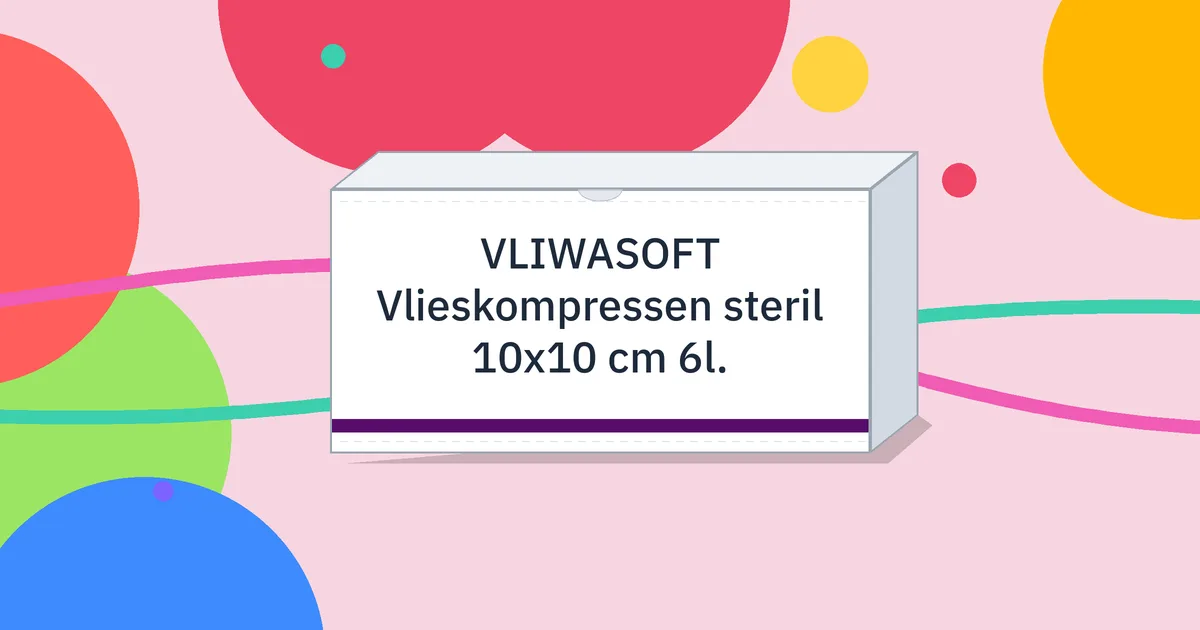 Symbolbild: Packung mit der Aufschrift VLIWASOFT Vlieskompressen steril 10x10 cm 6l. (PZN 18718985) – Verfügbarkeit und Bezug in Apotheken in Frankfurt am Main