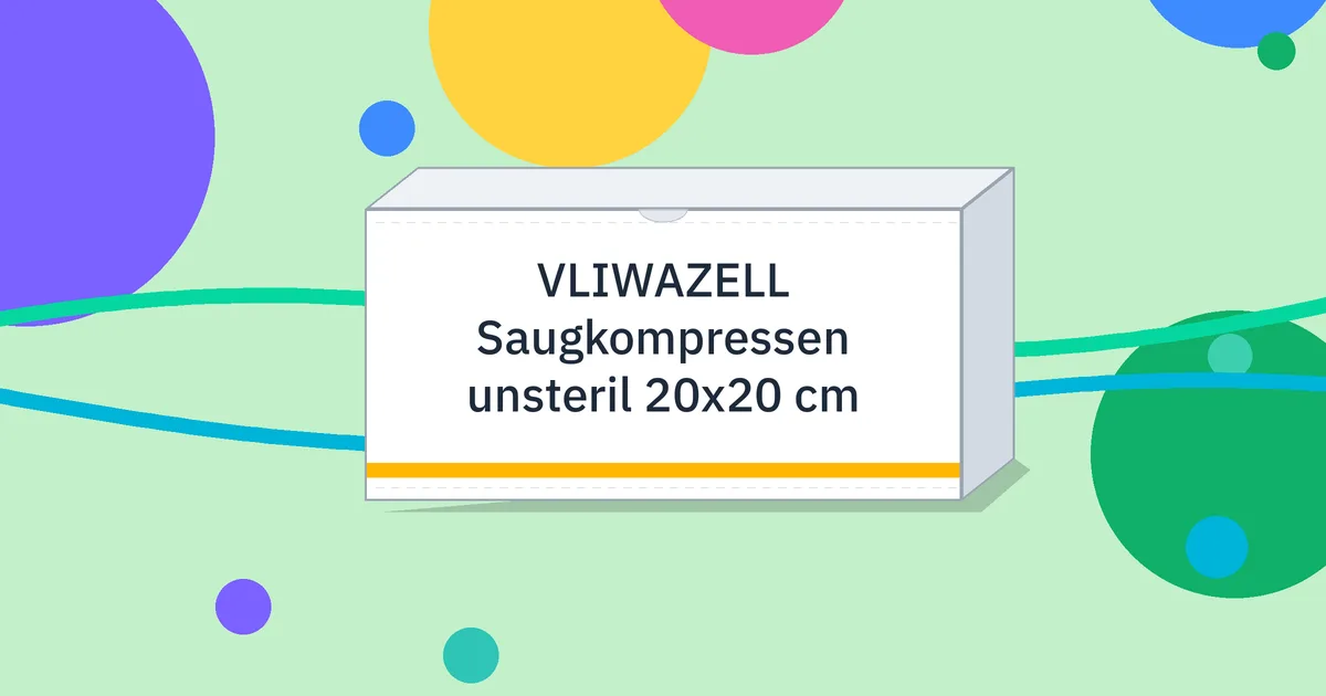 Symbolbild: Packung mit der Aufschrift VLIWAZELL Saugkompressen unsteril 20x20 cm (PZN 00809687) – Verfügbarkeit und Bezug in Apotheken in Frankfurt am Main