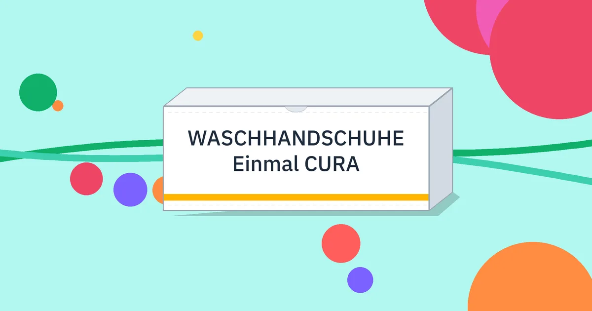 Symbolbild: Packung mit der Aufschrift WASCHHANDSCHUHE Einmal CURA (PZN 19791582) – Verfügbarkeit und Bezug in Apotheken in Frankfurt am Main