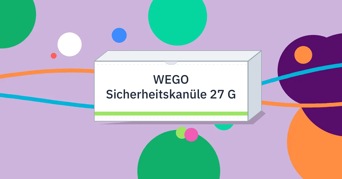 Symbolbild: Packung mit der Aufschrift WEGO Sicherheitskanüle 27 G (PZN 20058639) – Verfügbarkeit und Bezug in Apotheken in Frankfurt am Main