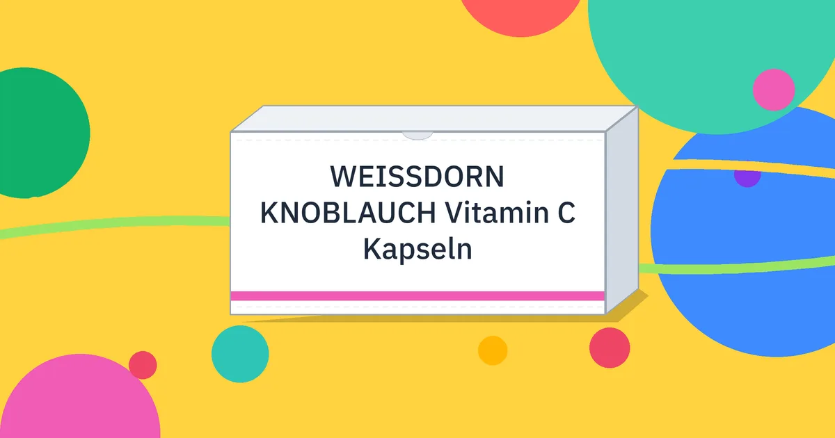 Symbolbild: Packung mit der Aufschrift WEISSDORN KNOBLAUCH Vitamin C Kapseln (PZN 17580042) – Verfügbarkeit und Bezug in Apotheken in Frankfurt am Main