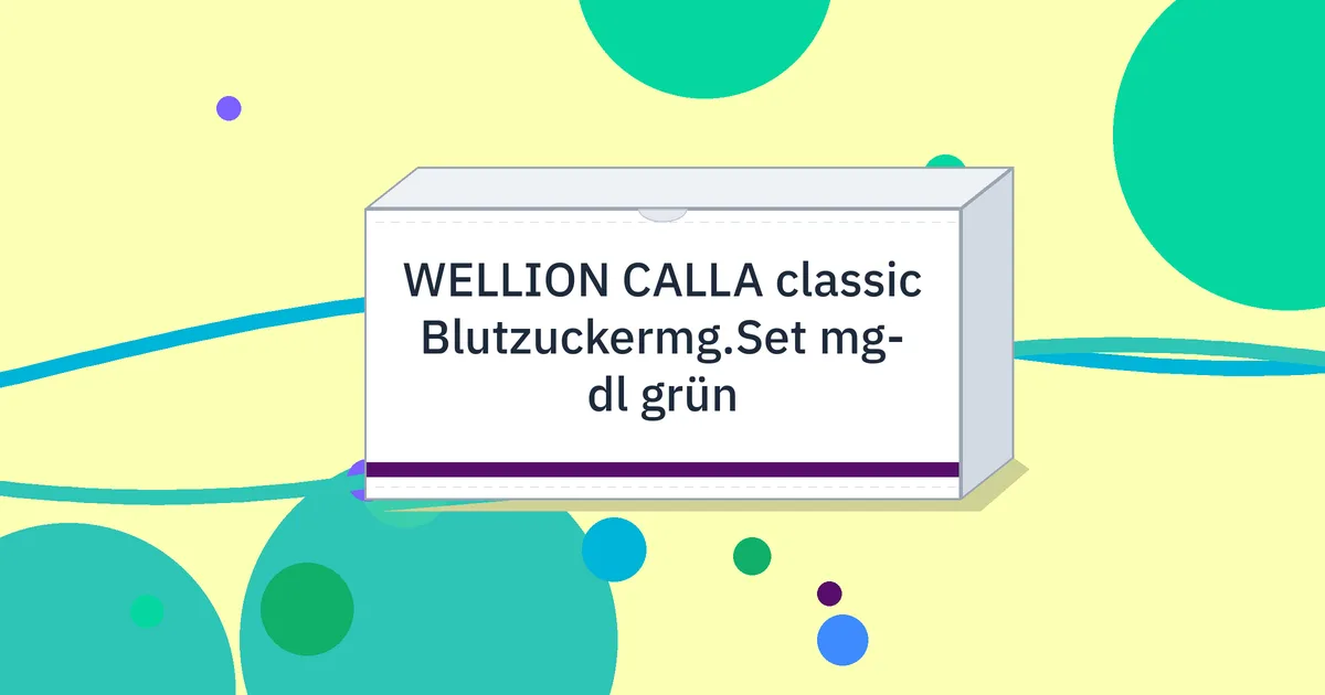 Symbolbild: Packung mit der Aufschrift WELLION CALLA classic Blutzuckermg.Set mg-dl grün (PZN 09265384) – Verfügbarkeit und Bezug in Apotheken in Frankfurt am Main