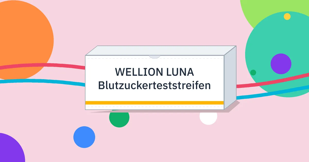 Symbolbild: Packung mit der Aufschrift WELLION LUNA Blutzuckerteststreifen (PZN 12772966) – Verfügbarkeit und Bezug in Apotheken in Frankfurt am Main