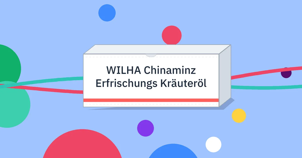 Symbolbild: Packung mit der Aufschrift WILHA Chinaminz Erfrischungs Kräuteröl (PZN 07309545) – Verfügbarkeit und Bezug in Apotheken in Frankfurt am Main