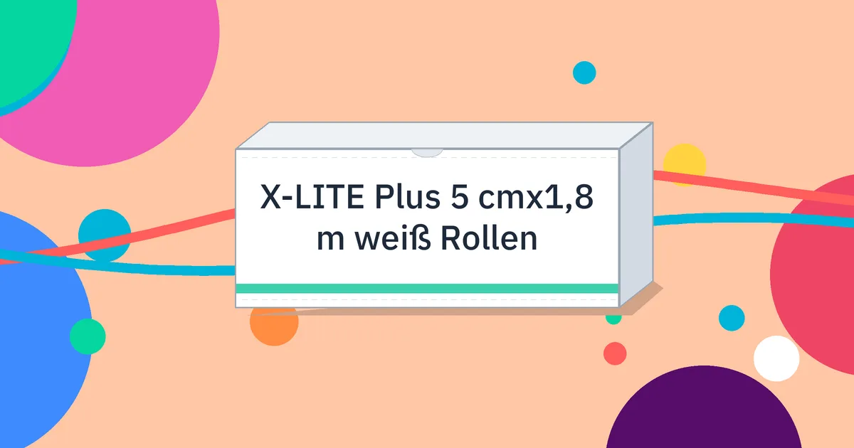Symbolbild: Packung mit der Aufschrift X-LITE Plus 5 cmx1,8 m weiß Rollen (PZN 14441334) – Verfügbarkeit und Bezug in Apotheken in Frankfurt am Main