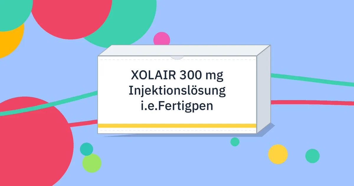 Symbolbild: Packung mit der Aufschrift XOLAIR 300 mg Injektionslösung i.e.Fertigpen (PZN 19541649) – Verfügbarkeit und Bezug in Apotheken in Frankfurt am Main