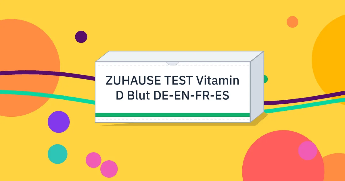 Symbolbild: Packung mit der Aufschrift ZUHAUSE TEST Vitamin D Blut DE-EN-FR-ES (PZN 19909084) – Verfügbarkeit und Bezug in Apotheken in Frankfurt am Main