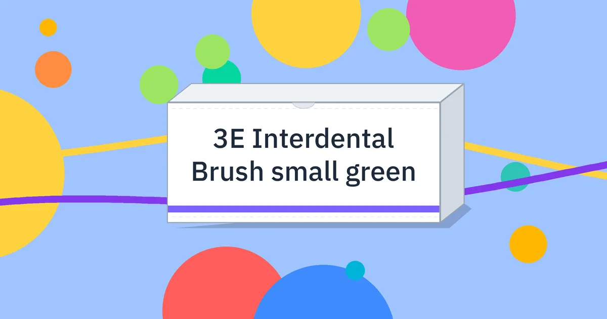 Symbolbild: Packung mit der Aufschrift 3E Interdental Brush small green (PZN 10117909) – Verfügbarkeit und Bezug in Apotheken in Frankfurt am Main