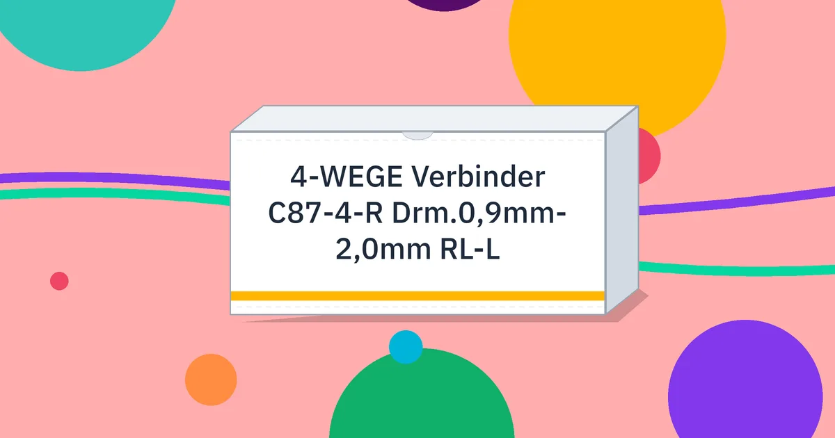 Symbolbild: Packung mit der Aufschrift 4-WEGE Verbinder C87-4-R Drm.0,9mm-2,0mm RL-L (PZN 03392549) – Verfügbarkeit und Bezug in Apotheken in Frankfurt am Main