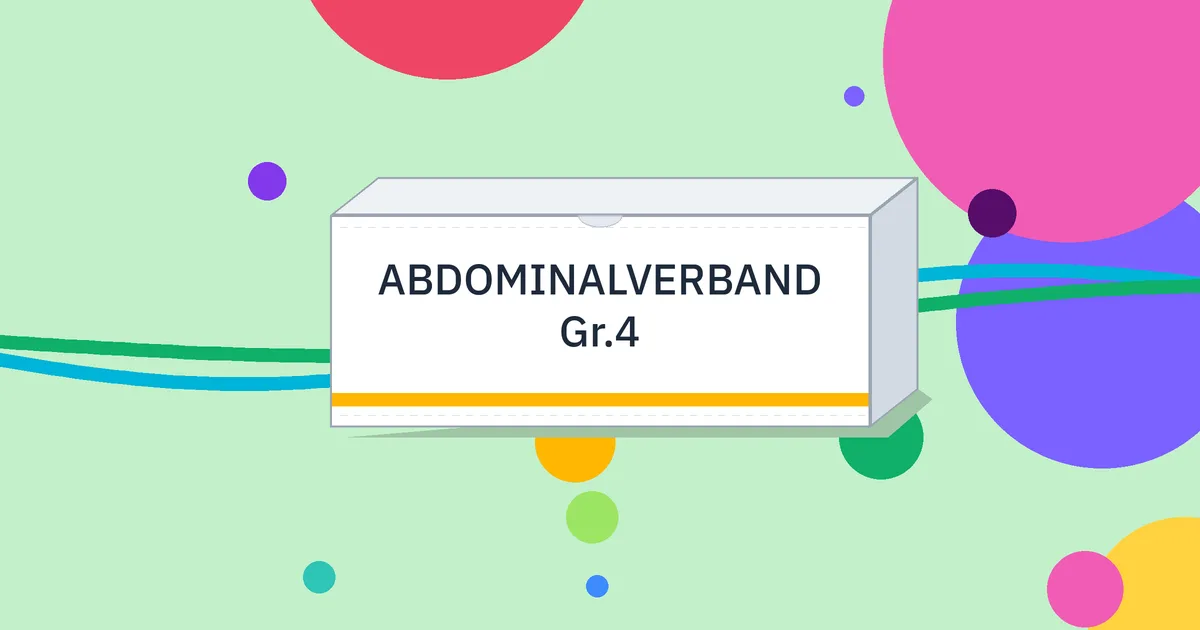 Symbolbild: Packung mit der Aufschrift ABDOMINALVERBAND Gr.4 (PZN 07094441) – Verfügbarkeit und Bezug in Apotheken in Frankfurt am Main