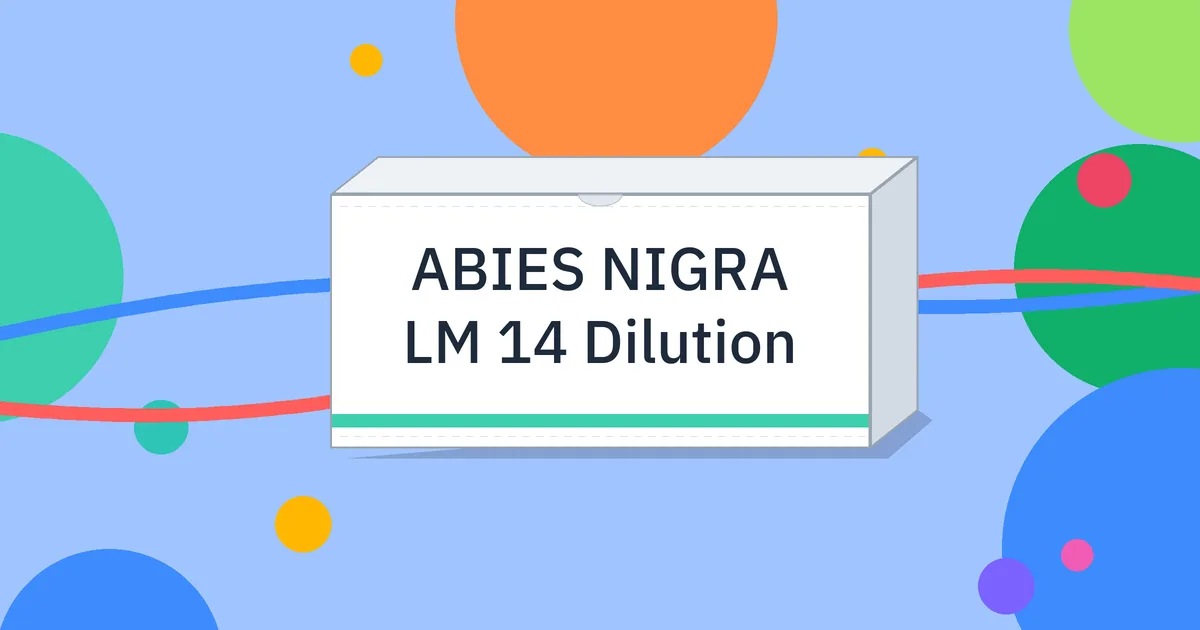 Symbolbild: Packung mit der Aufschrift ABIES NIGRA LM 14 Dilution (PZN 13260458) – Verfügbarkeit und Bezug in Apotheken in Frankfurt am Main